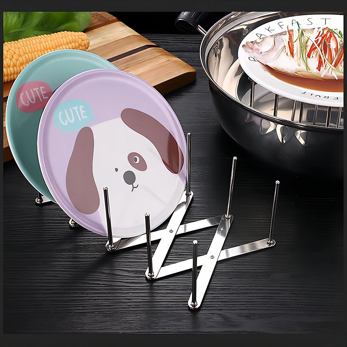 GREATLINK 1PCS Pot Lid Organizers, Dish Rack to Store Houseware, Plate Rack While Cooking, Kitchen Cabinet Pantry Pan and Pot Lid Organizer Rack Holder