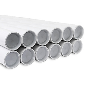 MagicWater Supply Mailing Tube - 1.5 in x 9 in - White - 12 Pack - for Shipping and Storage of Posters, Arts, Crafts, and Documents