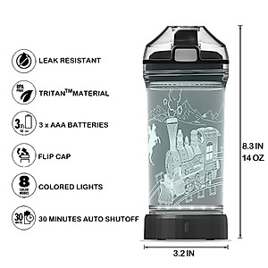 Kids Water Bottle Train Theme + Train Night Light