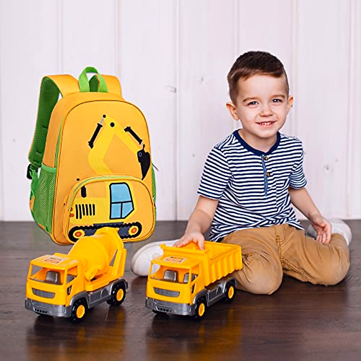 LOIDOU Toddler Backpack Boys 15 Inch Kids Preschool Kindergarten School Backpack Book Bag for Daycare Nursery Travel with Chest Strap，Fits 3 to 8 years old