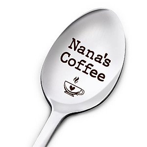 Nana's Coffee Spoon Gifts, Mother’s Day Birthday Thanksgiving Christmas Gifts for Best Nana Ever, Grandma Grandmother Gifts from Granddaughter Grandson Grandchildren, Engraved Stainless Steel Spoon
