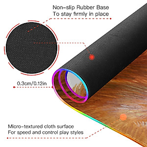 Large RGB Gaming Mouse Pad Squirrel Acorn On White Glowing Extended Mousepad 31.5x11.8in, Soft Anti-Slip Rubber Base Luminous Mouse Mat for Pc Laptop, Gaming, Office, Home