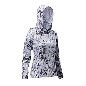 KOOFIN GEAR Performance Fishing Hoodie Women's Long Sleeve Hooded Sunshirt UPF50, Grey, 2X-Large