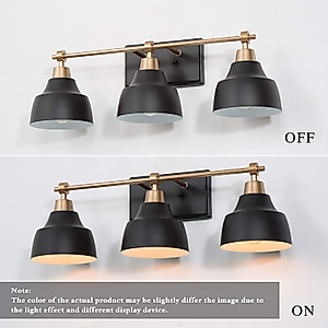 classy leaves Bathroom Light Fixtures, Farmhouse Bathroom Light Fixtures, 3-Light Bathroom Vanity Light with Black Metal Shade and Gold Socket for Bathroom, Hallway, 24.5’’ L x 7’’ W x 8’’ H