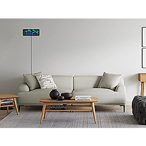 XUANZIT Wall Clock - LED Digital Wall Clock with Dynamic RGB Display, Big Digits, Auto-Dimming, 12/24Hr Format, Small Silent Wall Clock for Living Room, Bedroom, Farmhouse, Kitchen, Office