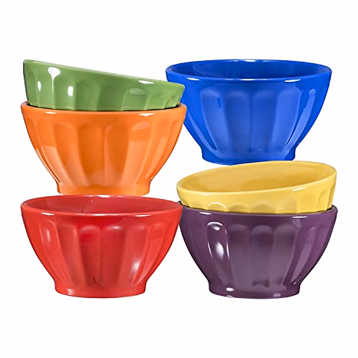 Bruntmor Porcelain 14 Ounce Bowl for Cereal, Soup, Rice, Desert, Ice Cream, Snack Server, Multicolor LEAD and CADIMUM FREE, Dishwasher & Oven Safe- Set Of 6