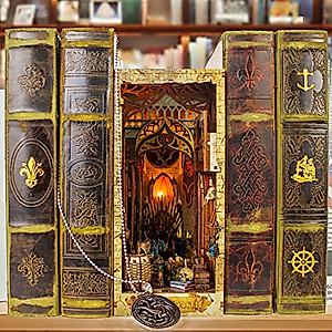 Dragon Castle 3D Puzzles DIY Book Nook Kit,DIY Miniature Dollhouse Kit,DIY Wooden booknook Diorama Kit, Bookshelf Decor Gifts for Teens/Adults