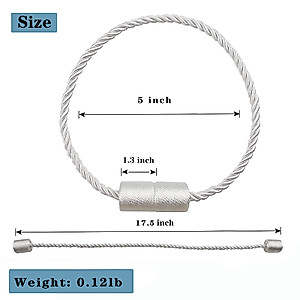 Porlau 2 Pack White Strong Magnetic Curtain Tiebacks Outdoor Elegant Decorative Tie Backs Modern Rope Tiebacks for Drapes Window Curtain Holdbacks for Draperies