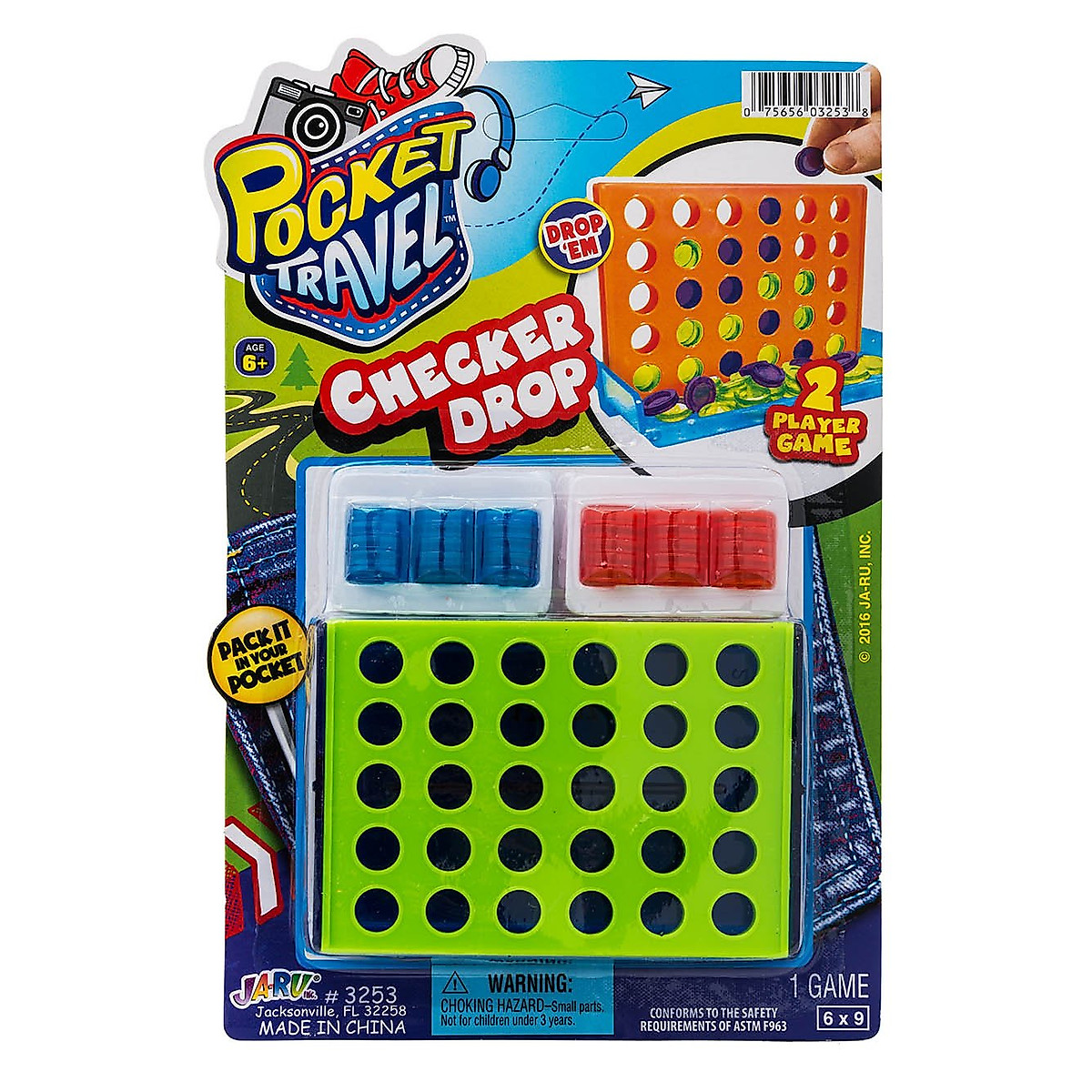 JA-RU Mini Connect Travel Game Board (1 Toy) Family Board Games for Kids. Original Pocket Travel Size Games. Fun Indoor & Outdoor Toys. Classic Checkers Party Favors. 3253-1p