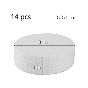 FFchuanhe 14 Pack Crafts Foam Circles 3 inch, Polystyrene Round Foam Discs (3×3×1in) for DIY Projects, Decorations, Modeling, Christmas Decoration