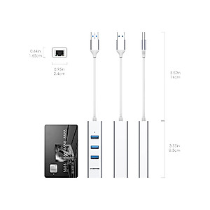 LENTION USB Hub to 3 USB 3.0 & Gigabit Ethernet LAN RJ45, Network Adapter Compatible MacBook Air/Pro (2009-2015), Surface, Chromebook, More Type A Devices, Stable Driver Certified(H23s, Silver)