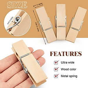 Kigley 90 Pcs Large Wooden Clothespins Extra Wide 2.83 Inches Length Sturdy Wooden Clothespin Heavy Duty Clothes Pin DIY Wooden Clips for Laundry Hanging Clothes Craft Food Opened Bags Display DIY