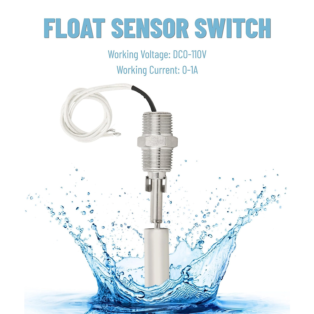 DC0-110V Liquid Water Level Sensor, Sensor Switch, Male Thread 1/2 NPT 304 Stainless Steel, Suitable for Liquids of Different densities, pressures and temperatures
