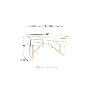 Signature Design by Ashley Starmore Urban Industrial 63" Home Office Desk with Open Storage Cubby, Brown
