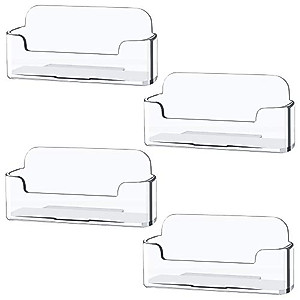 4 Pack Clear Plastic Business Card Holder,Acrylic Business Card Display for Desk Business Card Stand