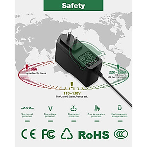 JOVNO 12V 1A Power Supply, 100-240V AC to DC 12volt 1amp 12W Adapter 700mA 500mA 400mA Power Cord with 5.5x2.5mm Tip for LED Light Strips, Security Camera System, CCTV, Routers, Speakers