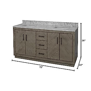 Kitchen Bath Collection Peyton 72-inch Double Bathroom Vanity (Carrara/Gray Oak): Includes Gray Oak Cabinet with Stunning Carrara Marble Countertop and White Ceramic Sinks