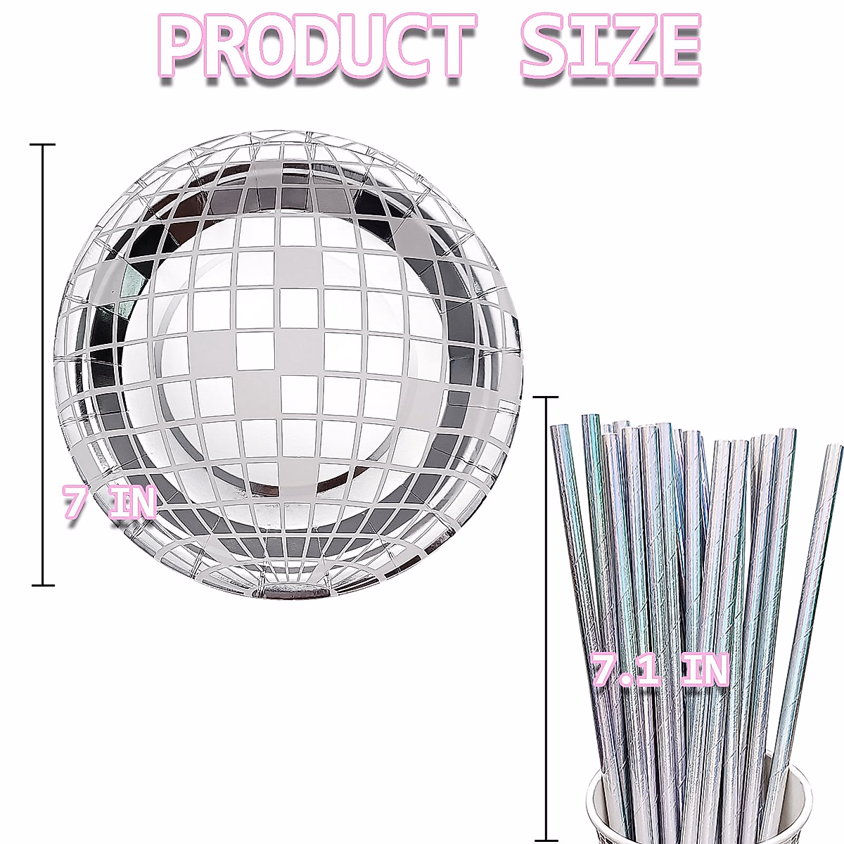 EaciTown 24 Pcs Disco Plates Disco Ball Paper Plates 70s Disco Party Favors Bachelorette Party Decor 7" (Mirror Surface)