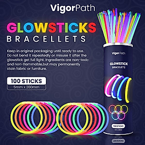 Set of 100' Luminous Sticks - 8" Glowsticks for Bracelets, Necklaces - Perfect for Neon-Themed Parties, Easter Celebrations, Festive Christmas Evenings, Spooky Halloween Nights, and Football Fanatic