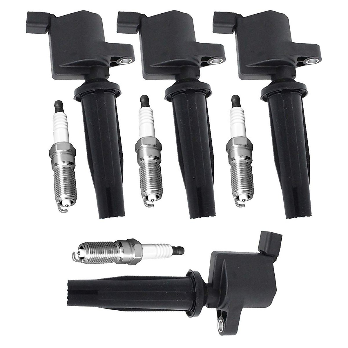 ENA Set of 4 Iridium Spark Plug and 4 Ignition Coil Pack 2010-2021 Compatible with Ford Lincoln Mercury Escape CMax Fusion Transit Connect MKZ Mariner Milan 2.0L 2.5L Replacement for FD505 SP530