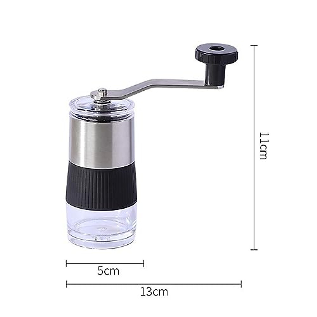 ＫＬＫＣＭＳ Coffee Grinder, Conical Burr Mill, Ceramic Burrs, Coffee Beans Mill Hand Crank Coffee Mill Manual Grinder for Outdoor Camping Travel, Silver