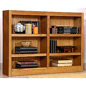 Concepts in Wood MI4836 6 Shelf Double Wide Wood Bookcase, 36 inch Tal (Oak)