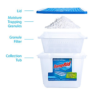 DampRid - Fragrance Free Mega Refillable Moisture Absorber - (5 lb.) - Traps Moisture in Basements & Large Areas for Fresher, Cleaner Air