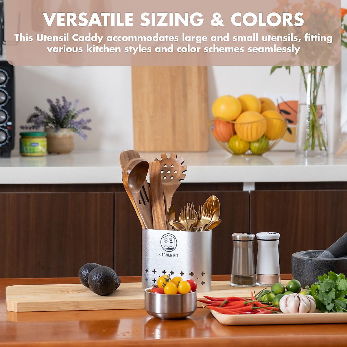 Kitchen Utensil Holder for Countertop. Metal Utensil Holder. Modern Utensil Holder for Kitchen Counter. Cooking Utensil Holder. Utensil Crock. Spatula & Spoon Holder ‎6.4 x 3.2 x 5.4 In