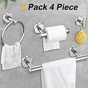 Cilee 8 Piece Brushed Nickel Bathroom Hardware Set, 24inch Bathroom Towel bar+Towel Ring+Toilet Paper Holder+ Robe Towel Hook, SUS304 Stainless Steel Bathroom Accessory Set