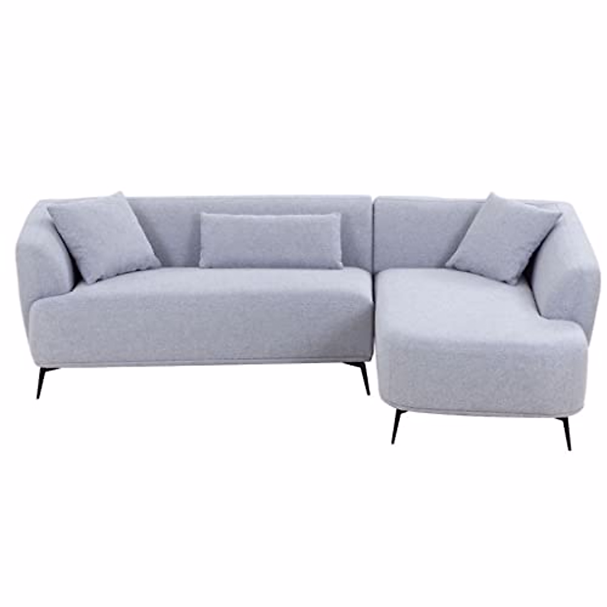 WXBDD L-Shape Sectional Sofa Couch with Chaise,Metal Legs,Light Grey