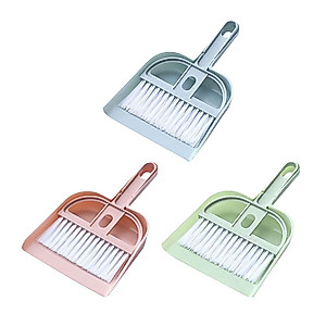 generic 3 Sets Small Dustpan and Brush Set, Mini Dust Pans with Brush Cleaning Brush, Hand Broom and Dust Pan Combo Set, Desktop Sweep Broom for Computer Keyboard Desktop Car Table