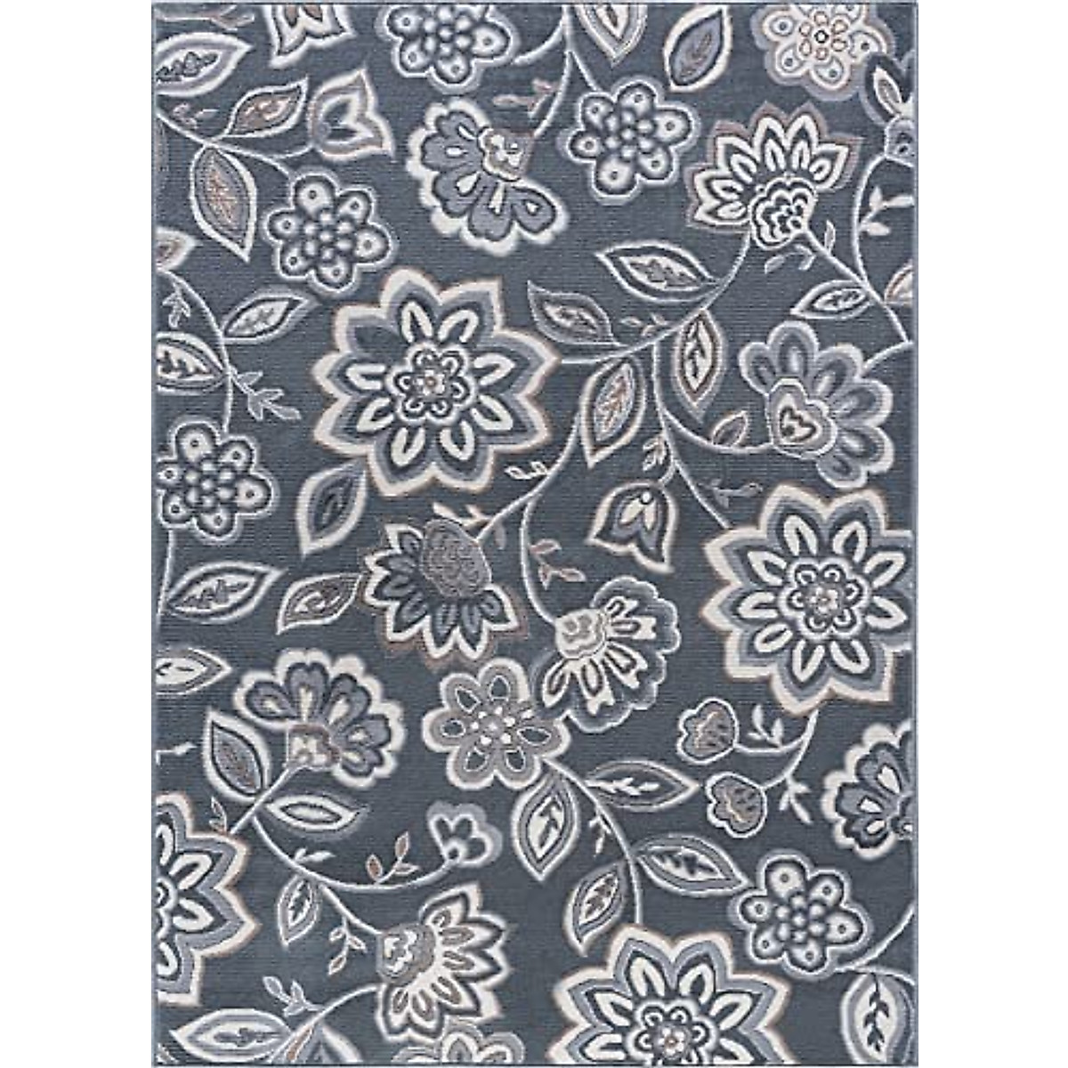 Emmalyn Transitional Floral Gray Rectangle Area Rug, 7.6' x 10'