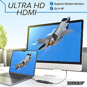USB C Hub 6 in 1 for MacBook Pro/Air Ipad HP Dell XPS and More Type C Device; 4K HDMI; SD and MicroSD Card Reader 1 x USB 2.0; 1 x USB 3.0 and 1 x USB-C Power Delivery