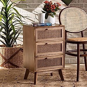 Baxton Studio Baden End Table, Natural Brown/Walnut Brown