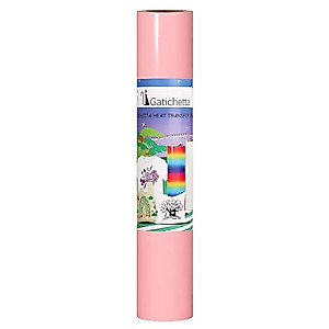 Gatichetta Heat Transfer Vinyl Roll, Baby Pink Iron on HTV 12" x 6FT, Pastel Smooth PU HTV for T-Shirts, Fabris, DIY Designs, Compatiable with Heat Press Machines, Light Pink
