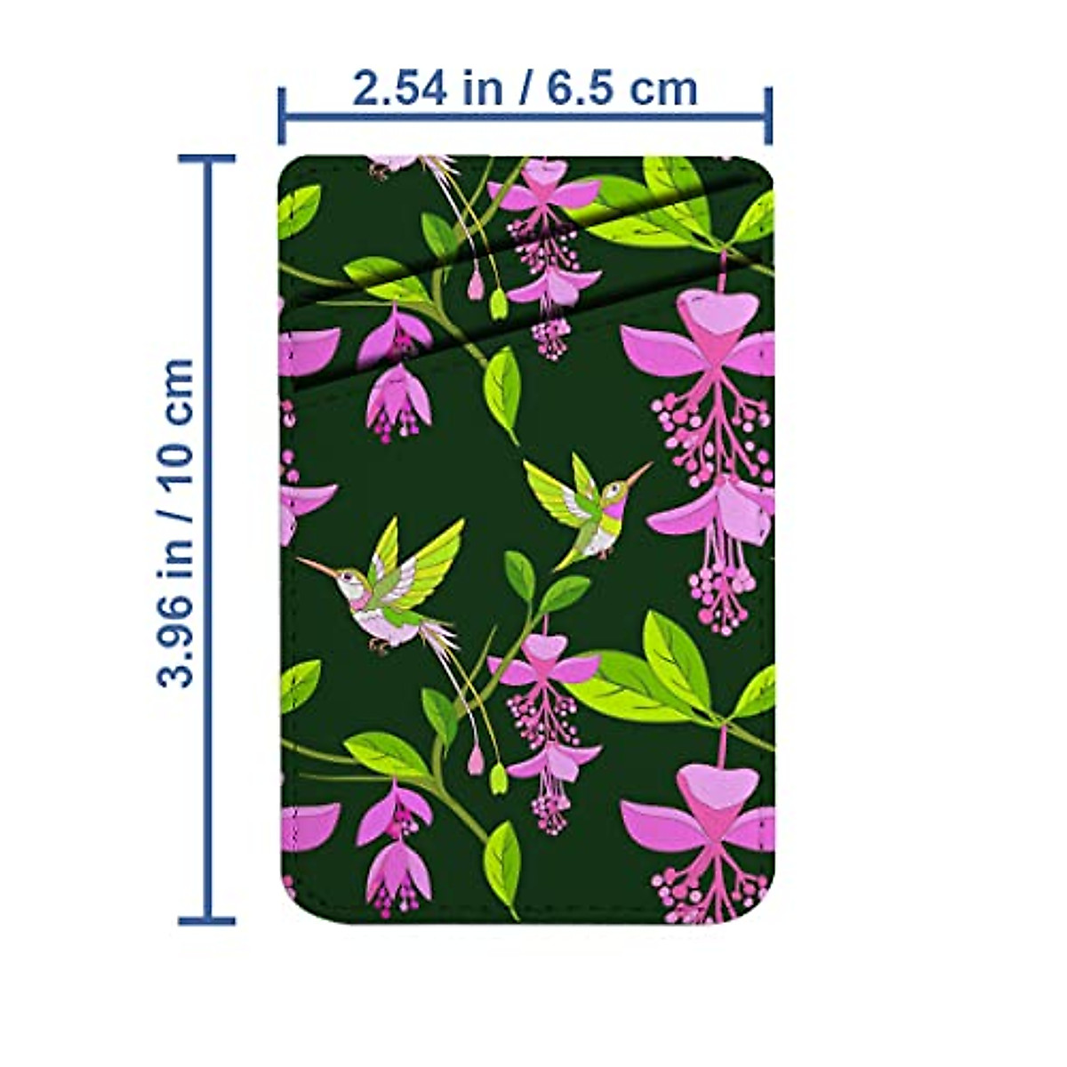 Diascia Pack of 2 - Cellphone Stick on Leather Cardholder ( Tropical Pink Flowers Hummingbird Pattern Pattern ) ID Credit Card Pouch Wallet Pocket Sleeve