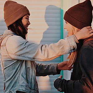 PFFY 2 Packs Unisex Beanie Hats for Men and Women Knit Winter Beanies Black+Gray