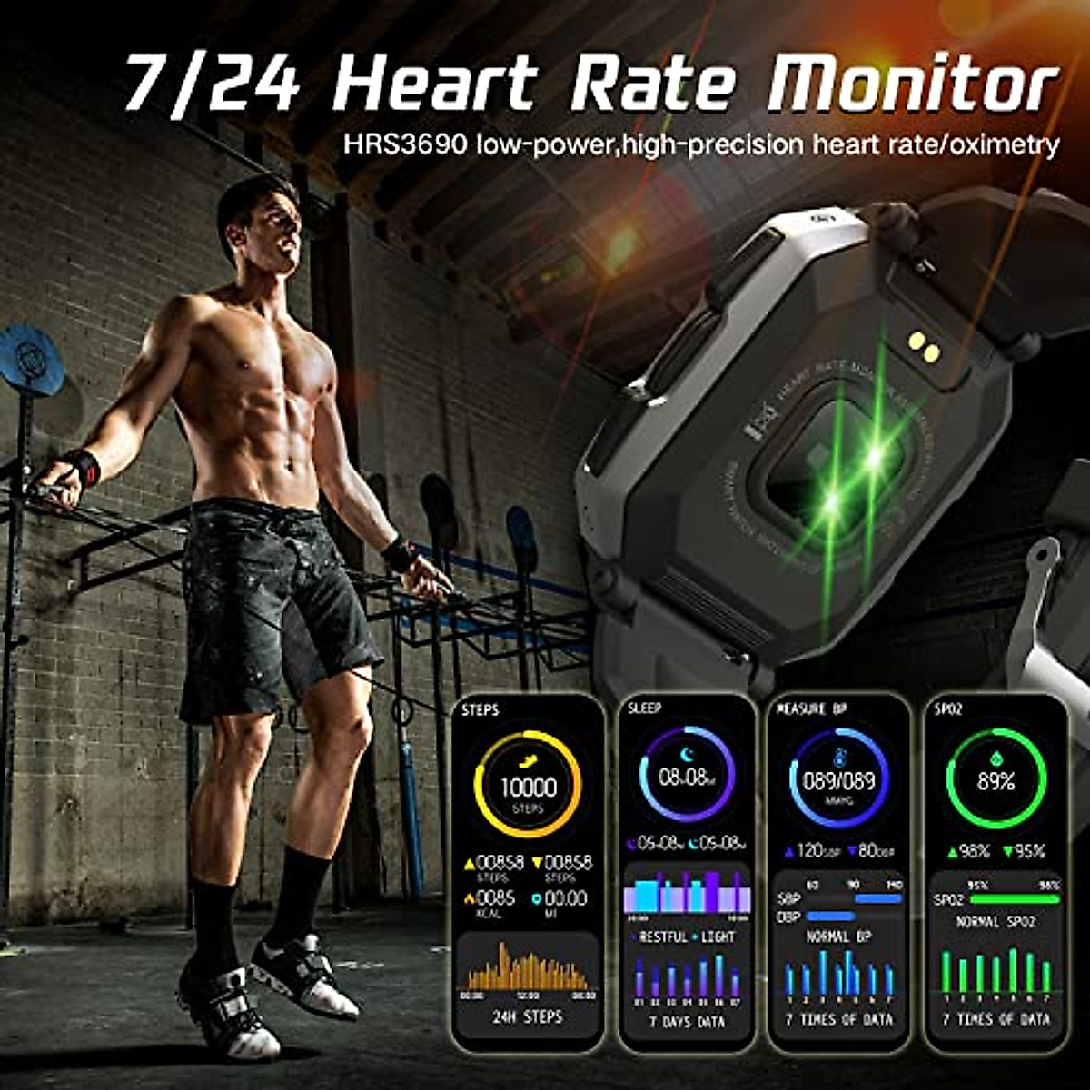 Slothcloud Smart Watches for Men,Fitness Activity Tracker Watch with Heart Rate Blood Oxygen Monitoring IP68 Waterproof 1.71 inch Full Touch Screen Smart Watch Compatible for iOS Android (Black)