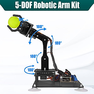 Gitsee 5-DOF 5Axis Robotic Arm Kit, Robot Arm Building Kit Compatible with Arduino IDE, Programmable DIY Coding STEM Robot Arm Kit with OLED Display Processing Code and Online Tutorials