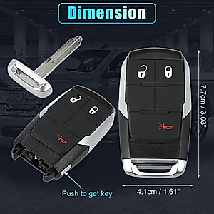X AUTOHAUX Replacement Keyless Entry Remote Car Key Fob GQ4-76T 433Mhz for Ram 2500 3500 4500 5500 2019 2020 2021 3 Buttons with Door Key