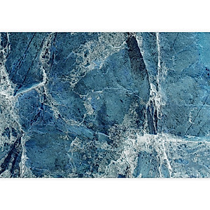 SIGNFORD Removable Wall Sticker/Wall Mural Navy Blue Graphite Granite Wall Pattern Abstract Shapes Digital Art Minimalism Bohemian Relax/Calm for Living Room, Bedroom, Office - 100x144 inches