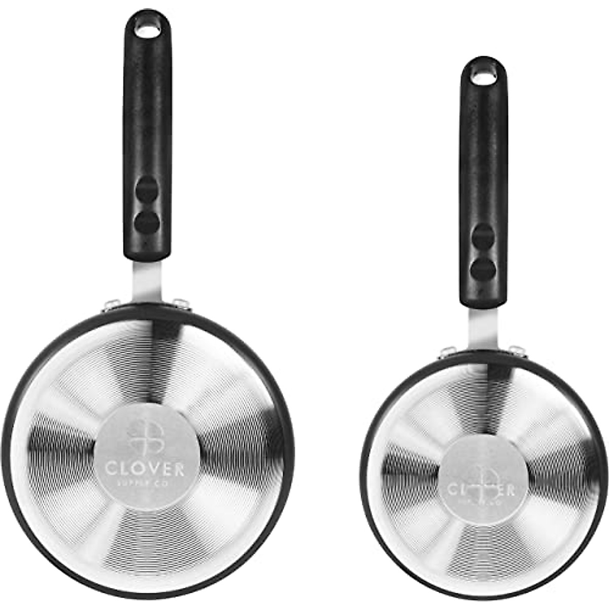 Clover Supply Co. Nonstick Saucepan Set with Lids Pots - Multipurpose Use for Home Kitchen or Restaurant - Glass Lids - 1 Quart and 2 Quart