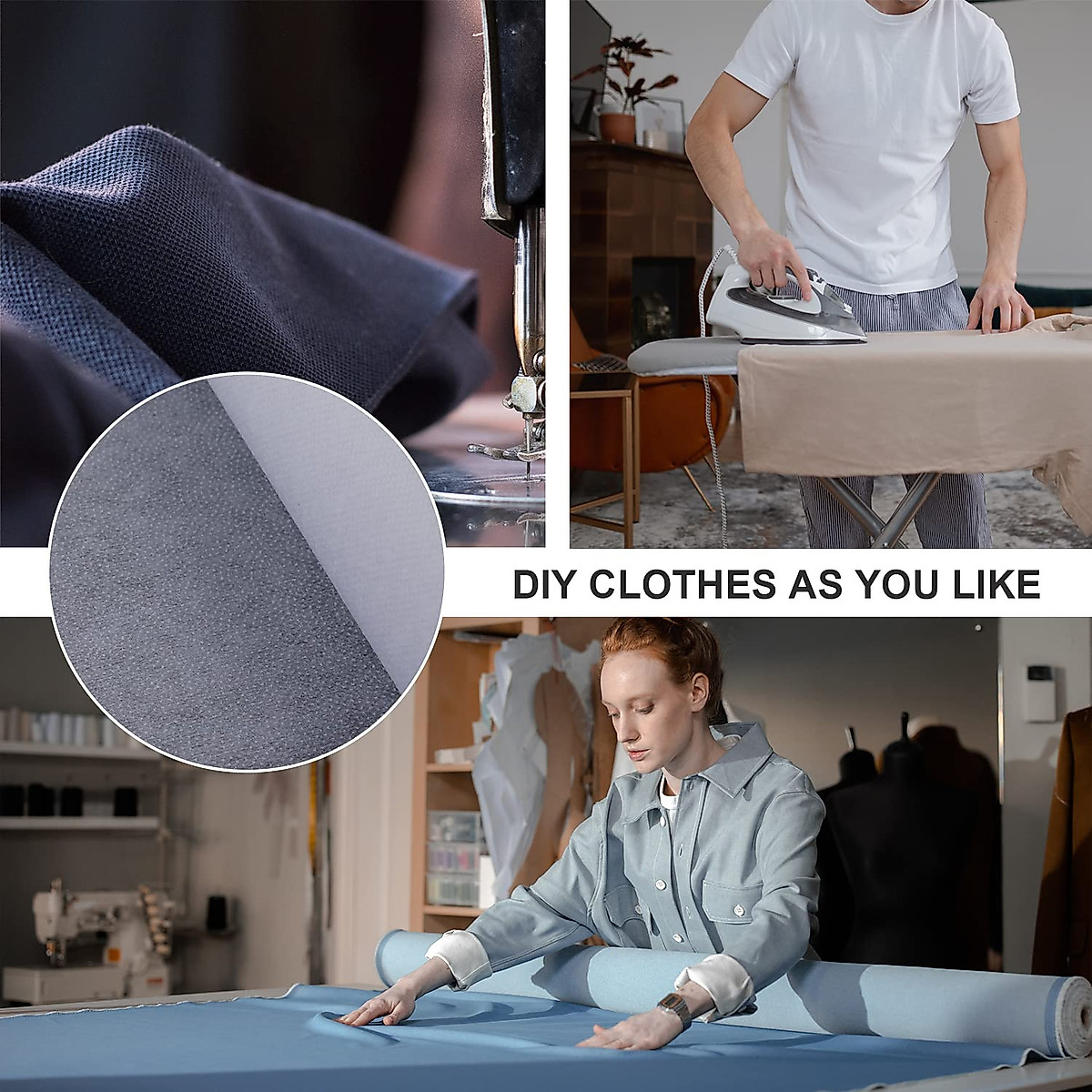 Fusible Interfacing, 11.6" x10.9yd Polyester Non-Woven Interfacing Single-Sided Iron on Interfacing Lightweight Medium Weight Iron-On Interfacing for Sewing Quilting Crafting