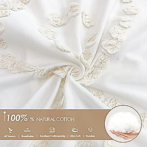 Style Quarters Duvet Covers Queen Size, 3pcs Soft and Embroidery Shabby Chic Boho Bedding Sets,55% Cotton 45% Polyester Tufted Comforter Cover Includes 1 Duvet Cover and 2 Pillow Shams