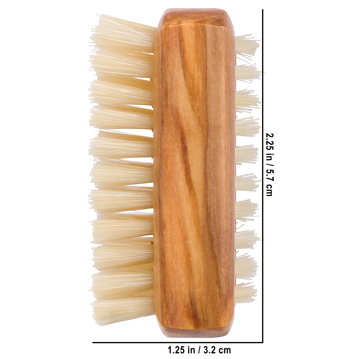 REDECKER Natural Pig Bristle Travel Nail Brush with Waxed Olive Wood Handle, 2-1/4-Inches - Boar Bristle Nail Brush For Cleaning Fingernails - German Wooden Nail Brush