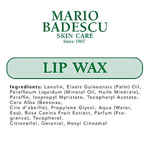 Mario Badescu Lip Wax with Rosehip and Vitamin E Oils, Lightweight and Antioxidant Rich Lip Moisturizer for Dry Lips, Non-Greasy and Non-Sticky Hydrating Lip Balm