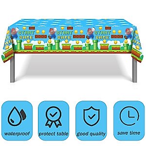 2 Pcs Mario Party Tablecloth,87" x 51" Game Rectangular Plastic Table Covers, Super Brothers Mario Theme Party Birthday Party Decorations Supplies