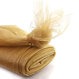 HairBow Center 54'' by 25 Yards Shimmer Tulle Fabric Bolt For Crafts, Weddings, Party Decorations, Gifts - Old Gold