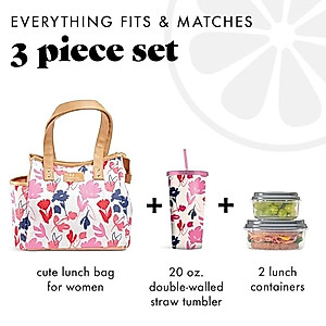 Fit & Fresh Lunch Bag For Women, Insulated Womens Lunch Bag For Work, Leakproof & Stain-Resistant Large Lunch Box For Women With Containers and Matching Tumbler, Zipper Closure Westerly Bag Floral