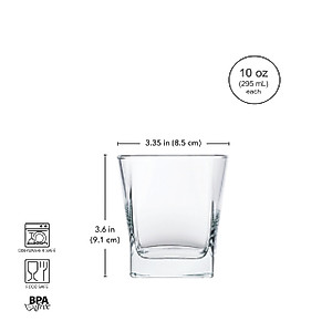 Red Series 10 oz. Square Double Old Fashioned Glass (Set of 4)